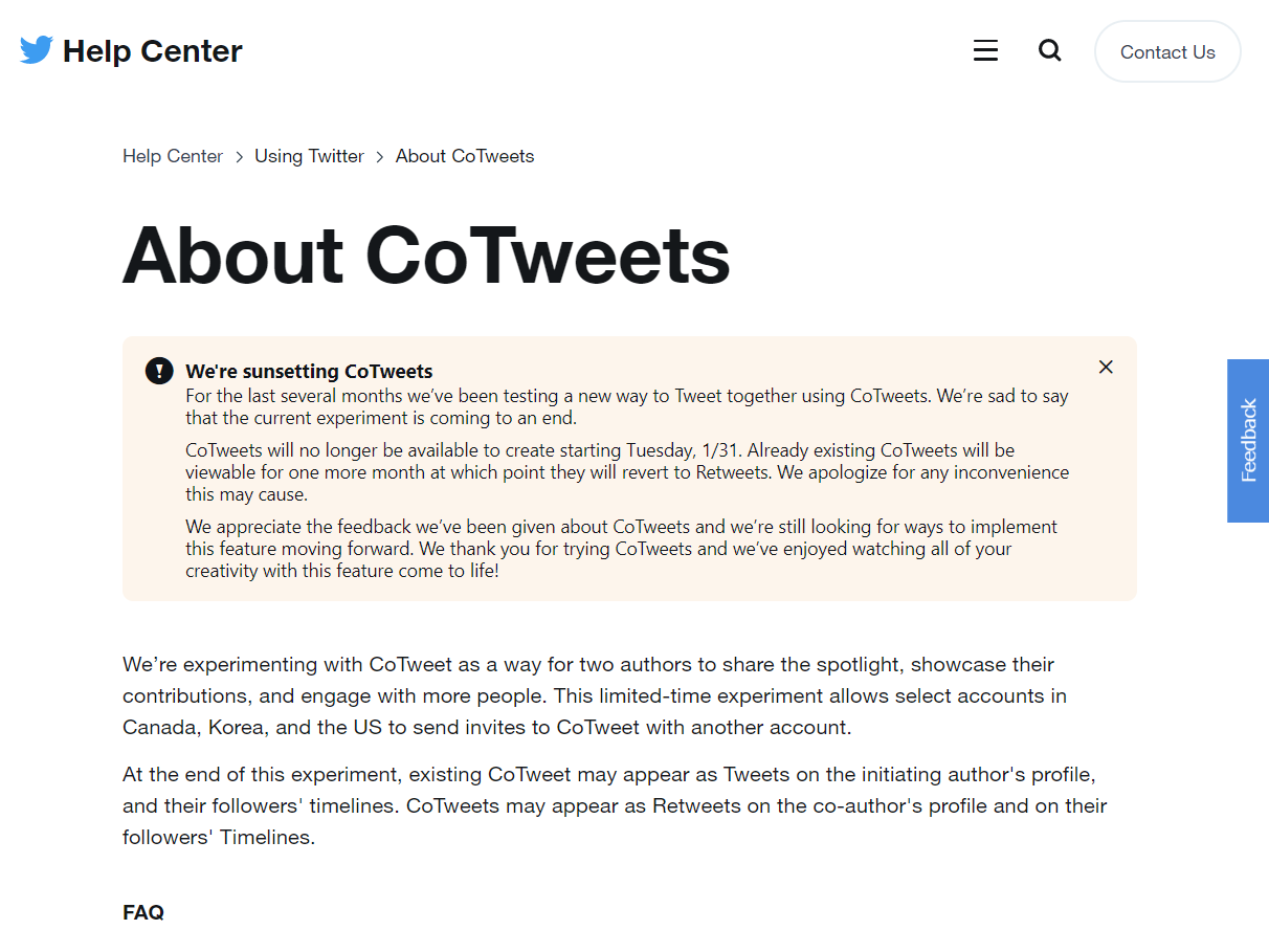 Twitter、共同ツイート機能「CoTweets」を廃止 - PC Watch