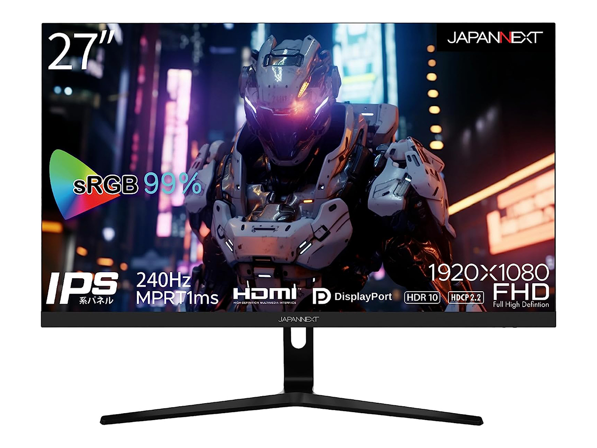 JAPANNEXT、240Hz表示対応の27型フルHDゲーミングモニター - PC Watch