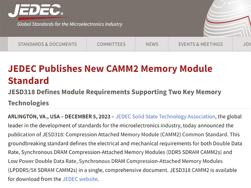 [B! PC] JEDEC、メモリモジュールの新規格「CAMM2」を発表