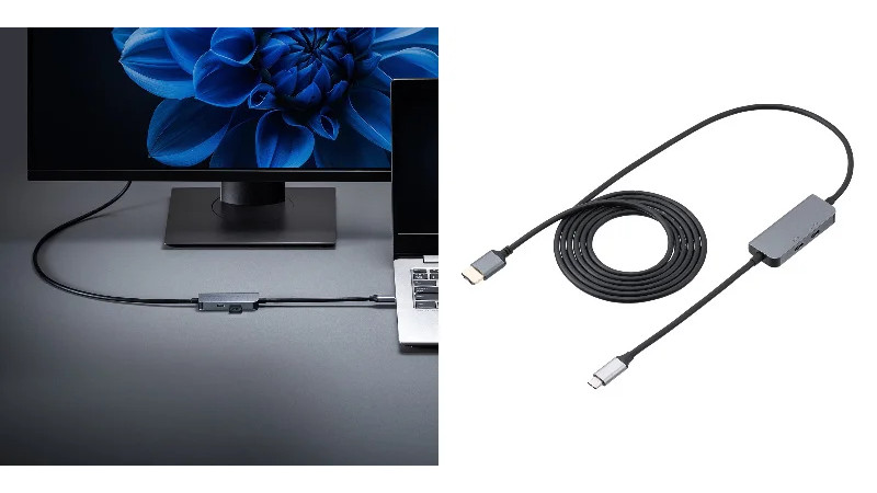サンワサプライ、8K出力対応HDMIケーブルを備えたUSB Type-Cドック - PC Watch