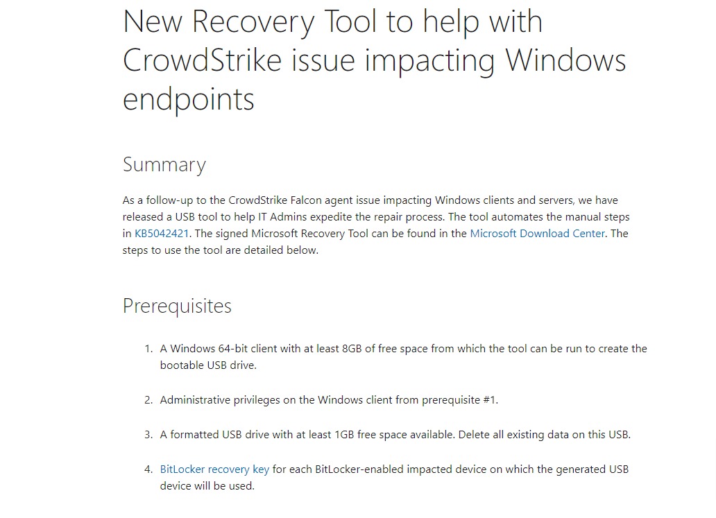 Microsoft、「CrowdStrike問題」に対処するUSBリカバリツールを提供 - PC Watch