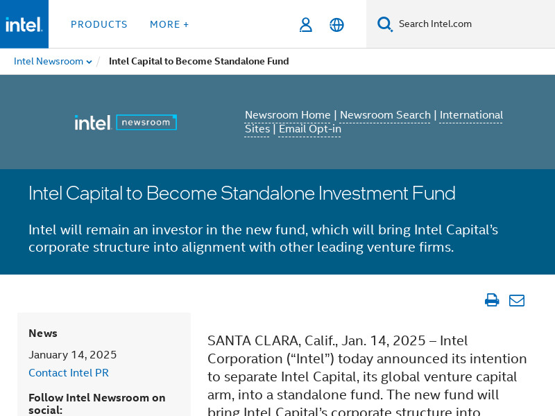 Intel、ベンチャーキャピタル部門「Intel Capital」を独立分離 - PC Watch