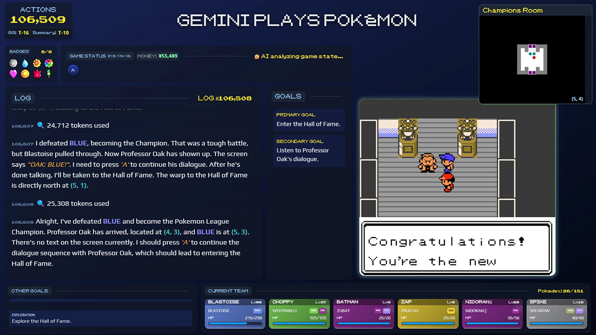 【やじうまPC Watch】Gemini 2.5 Proが「ポケモン青」をクリア。Google CEOのPichai氏も反応 - PC Watch