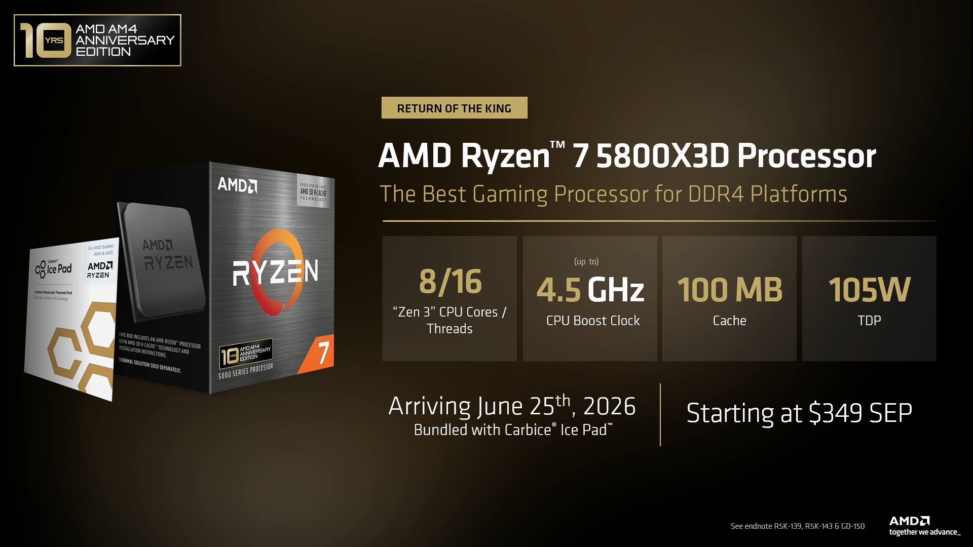 祝Socket AM4 10周年で「Ryzen 7 5800X3D 10th Anniversary Edition」登場 - PC Watch